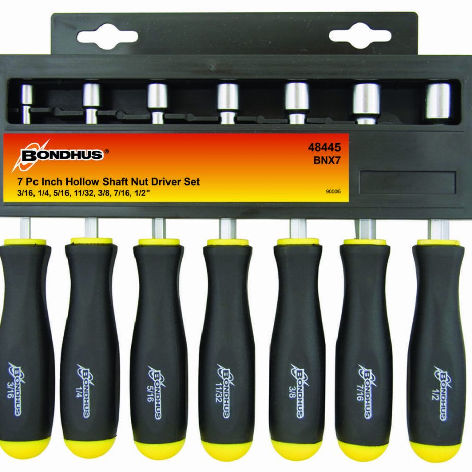 BONDHUS 7pc Hollow Shaft Nut Driver Set SAE-3/16:1/2- Made in USA-48445 ...